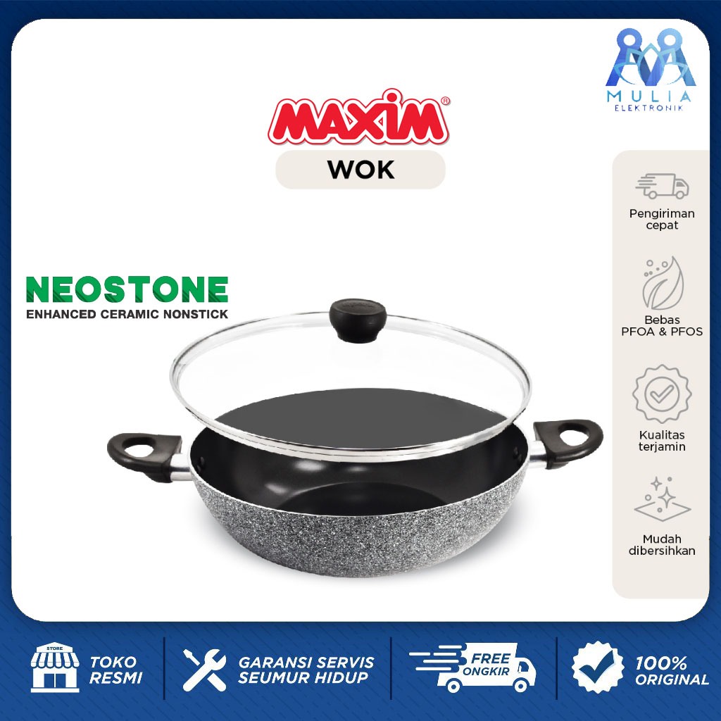 Jual Maxim Neostone Wok Ceramic 30 cm Wajan Maxim / Neostone Wok 30cm ...