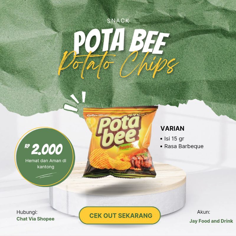 Jual Potabee Potato Chips isi 15gr All Varian | Shopee Indonesia
