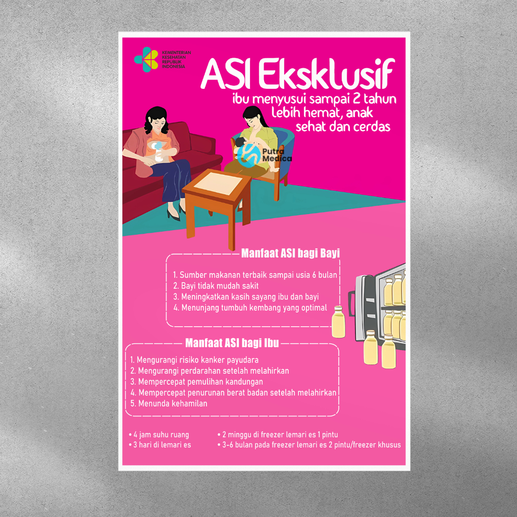 Jual Poster Kesehatan ASI Eksklusif A3+ / Gambar Edukasi Manfaat ...