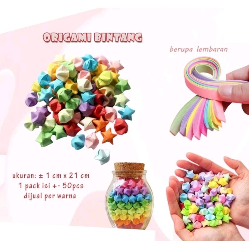 Jual Origami Bintang Kertas Lipat Panjang Bentuk Bintang Warna Warni ...