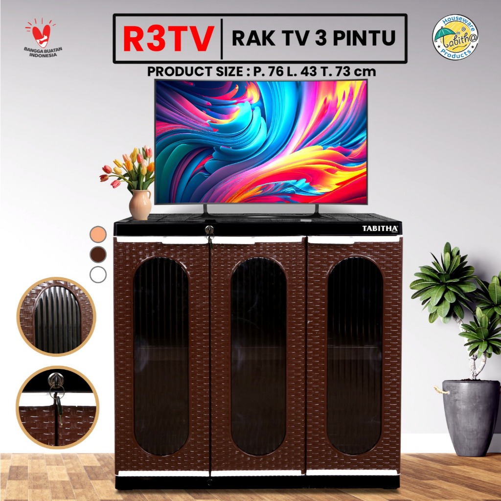 Jual Rak TV 3 Pintu Plastik R3TV TABITHA Lemari Plastik 2 Susun ...