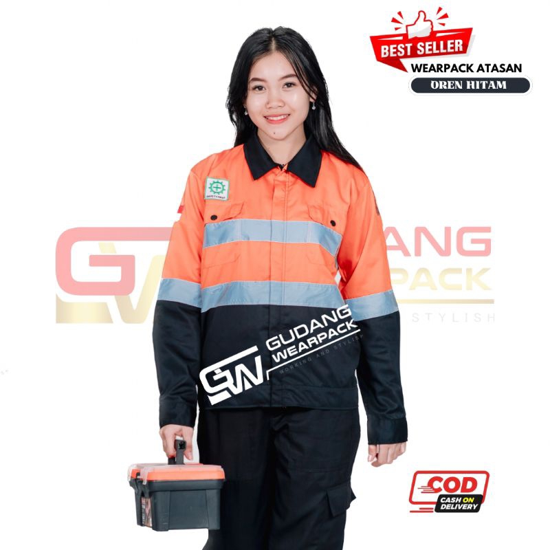 Jual Gudang Wearpack - Baju Kerja Model Airflow Warna Oren Kombinasi ...