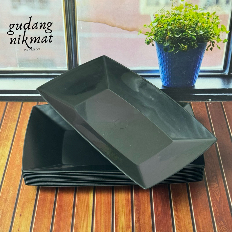 Jual ( 12PCS ) PIRING SAJI RAMEN PLASTIK SEGI PANJANG ( 29CM ) / PIRING KUE PLASTIK | Shopee ...