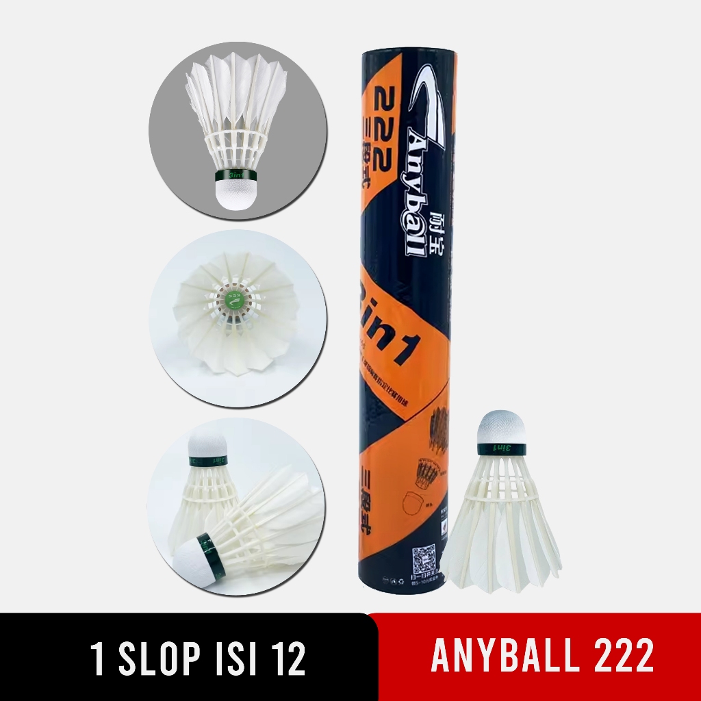 Jual Shuttlecock Anyball 222 Cock 3 in 1 Import (per slop) KOCK ...