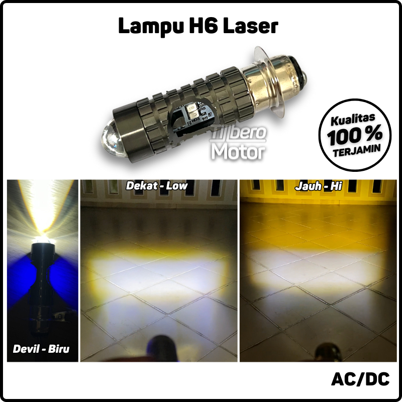 Jual Lampu utama LED H6 Laser jauh dekat 2 Warna Putih Kuning Biru / Lampu Depan HID Laser D2 ...