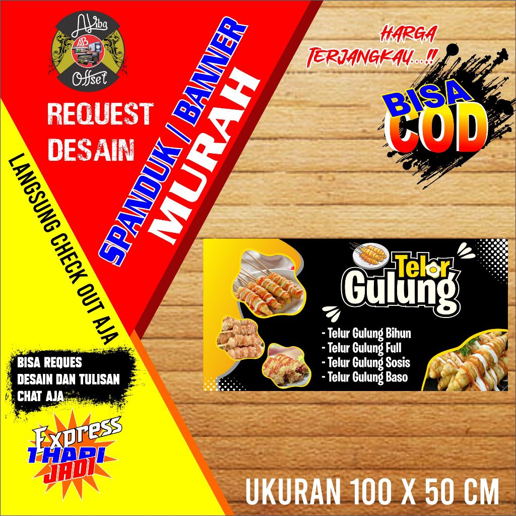 Jual BANNER SPANDUK CUSTOM TELUR GULUNG UKURAN 100X50CM | Shopee Indonesia