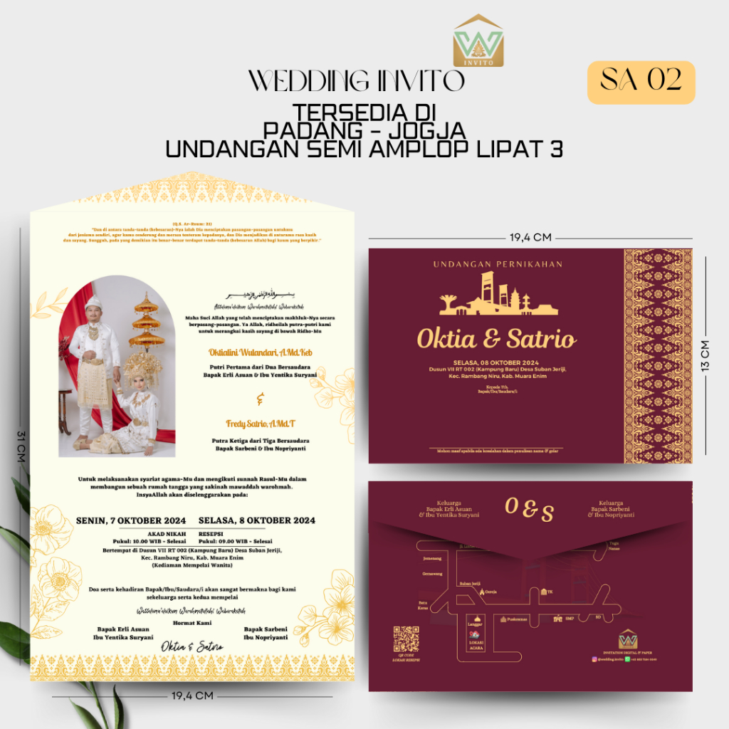 Jual [SA 02] Cetak Undangan Batik-Gold Semi-Amplop Pernikahan Separasi ...