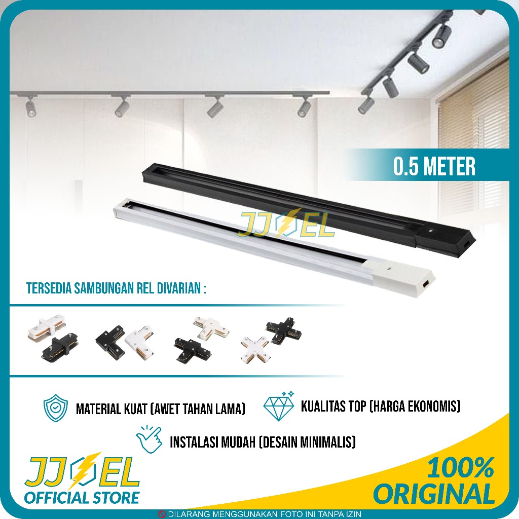 Jual Rel Lampu Sorot Plafon 50CM - Tracklight Spotlight Hitam Putih ...