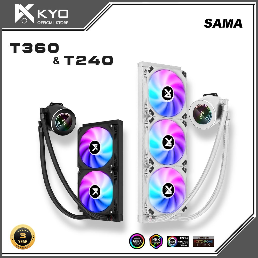 Jual KYO Sama T240 T360 ARGB Aio Liquid Cooling 240mm 360mm Aio 240 360 Black & White | Shopee ...
