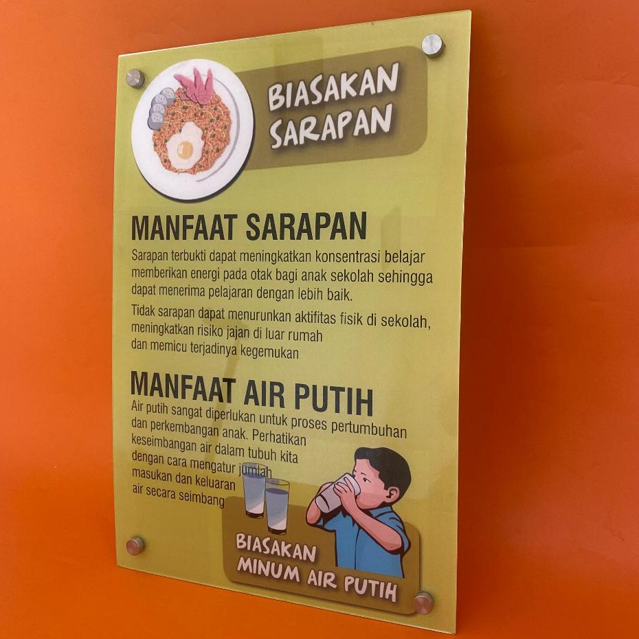 Jual Poster Akrilik Manfaat Sarapan dan Manfaat Air Putih, Poster ...