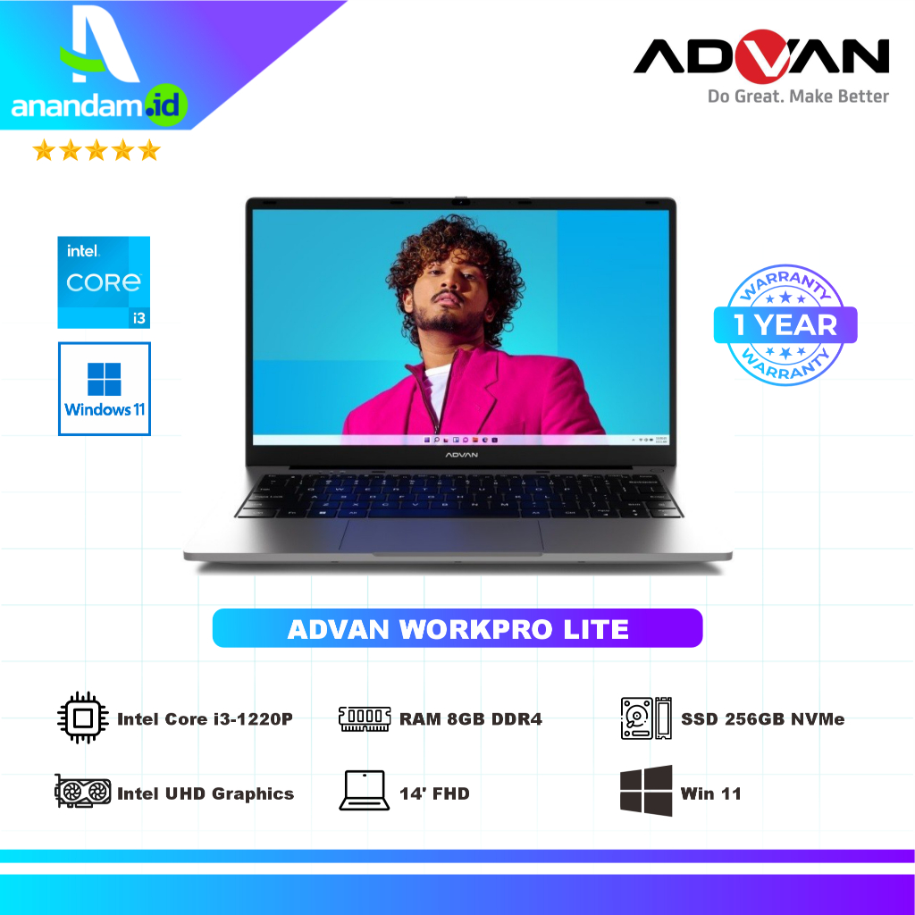 Jual Advan Laptop Workpro Lite Intel i3 Notebook 14" 8GB 256GB Windows ...