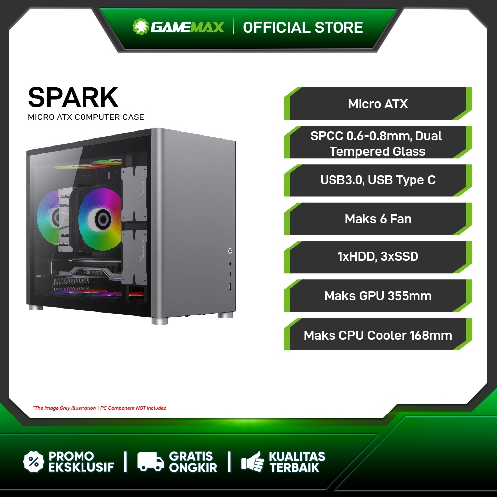 Jual GameMax Spark M-ATX Desktop Gaming Computer Case | Shopee Indonesia