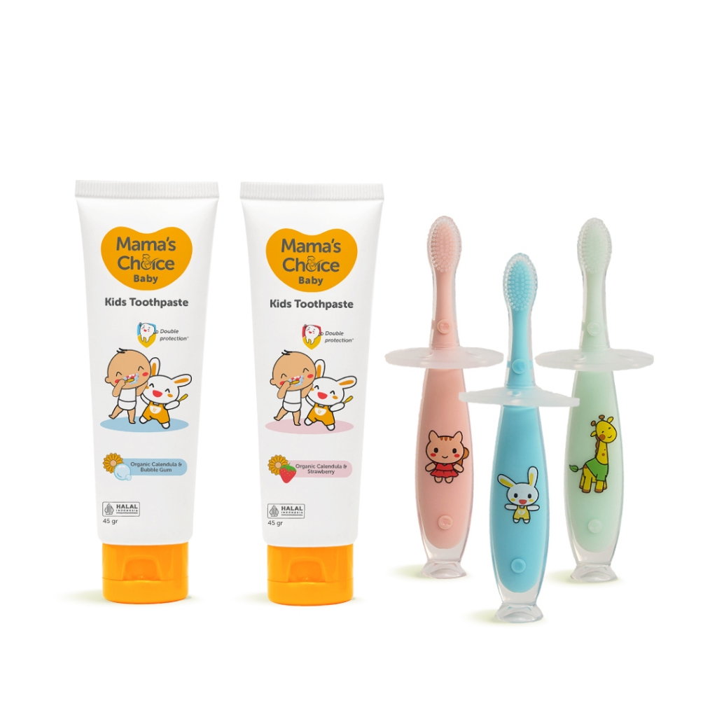 Jual Pasta Gigi Anak + Sikat Gigi Bayi 0+ Bulan | Mama's Choice Baby ...