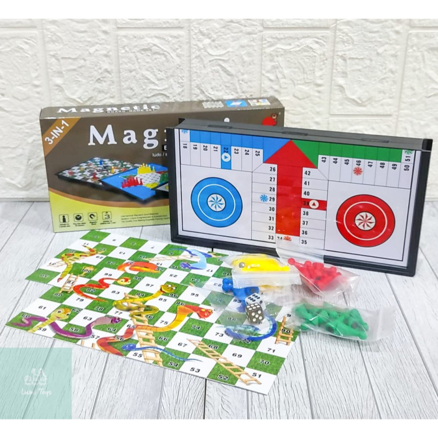 Jual Mainan Anak 3 in 1 Board Game Ludo Halma Ular Tangga Family Games ...
