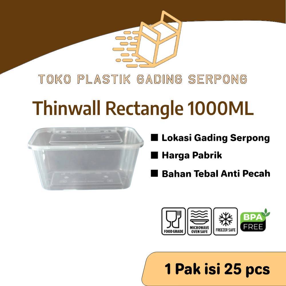Jual Thinwall Persegi Panjang 1000ML | Kotak Makan Plastik | Thinwall Rectangle & Square 1000 ML ...