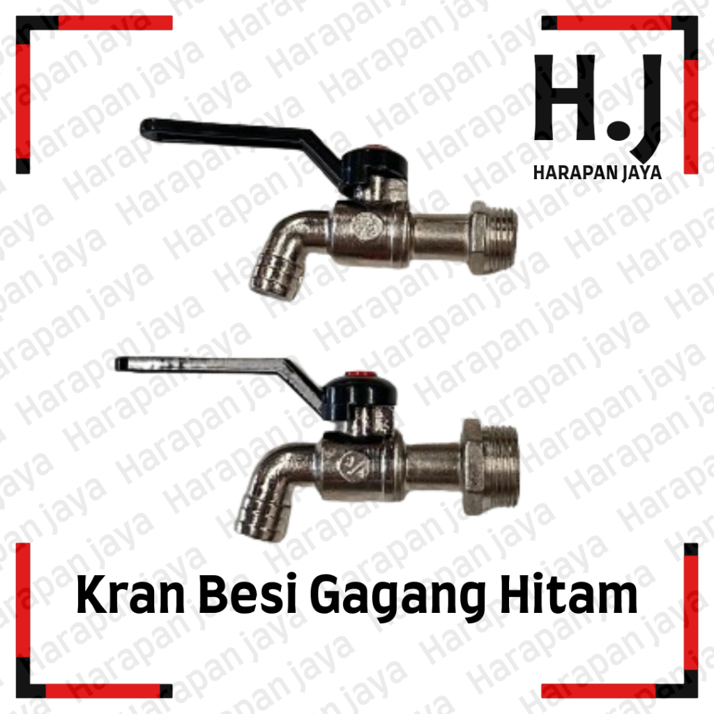 Jual Kran Air Besi Babet Gagang Hitam 1/2" 3/4" / Kran Air Tembok ...