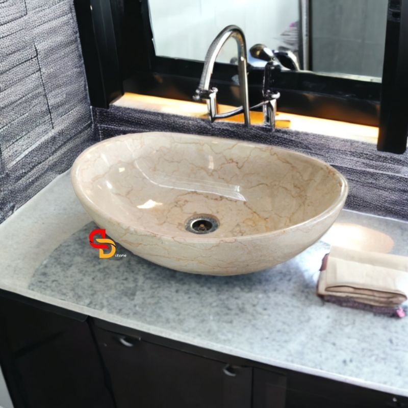 Jual Wastafel marmer oval | Super Aesthetic glossy | Kamar Mandi ...