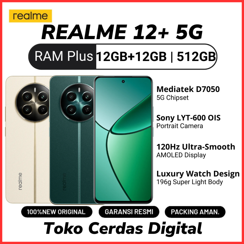 Jual REALME 12+ 5G 12/512GB Garansi Resmi 12 Bulan | Realme 12 ...
