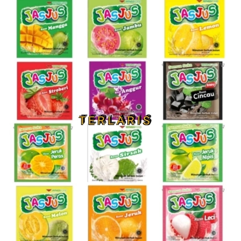 Jual JasJus minuman serbuk sachet 8gr jeruk stroberi anggur melon ...