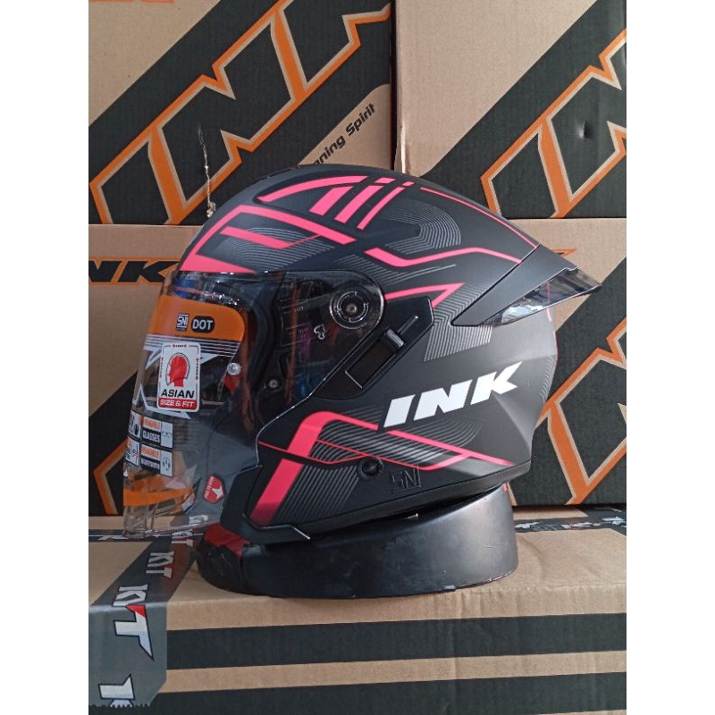 Jual HELM INK TERRA 2 #1 MATT BLACK FUXIA DOUBLE VISOR | Shopee Indonesia