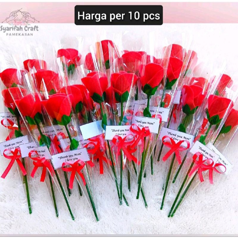 Jual Buket Bunga Mawar flanel 1 tangkai / Bunga wisuda / Bunga Hari ...