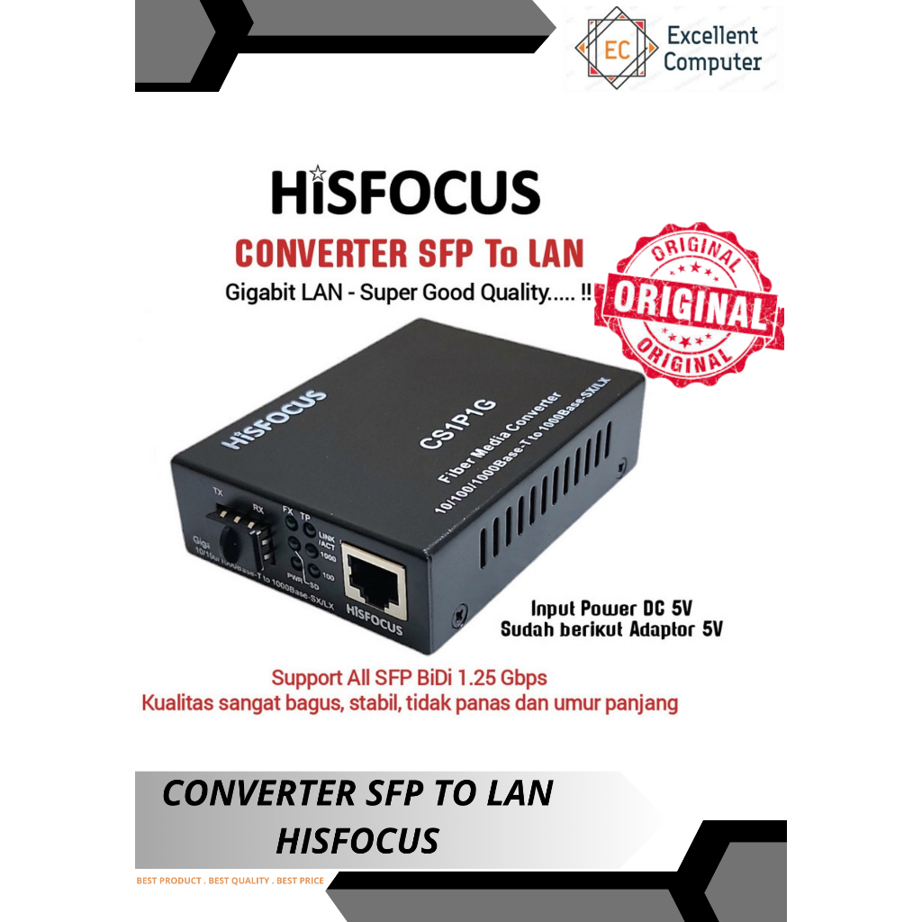 Jual Converter SFP to LAN HISFOCUS / HISFOCUS Converter SFP To LAN ...