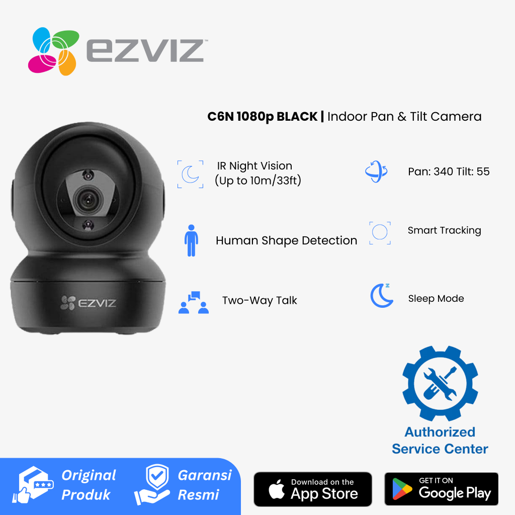 Jual KAMERA CCTV C6N 2MP BLACK Smart Wifi Pan Tilt IP Camera Indoor ...