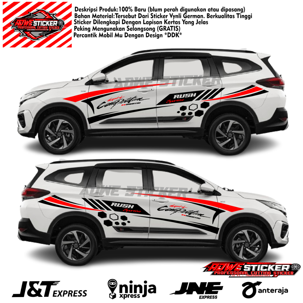 Jual cutting sticker mobil sticker body samping mobil all new rush gr ...