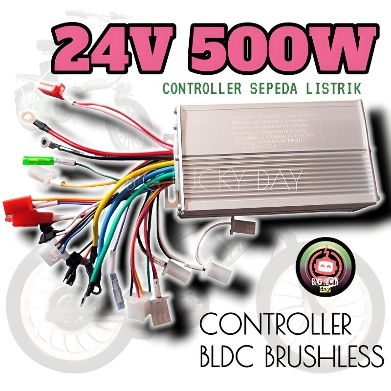 Jual CONTROLLER 24V 500W BLDC BRUSHLESS SEPEDA LISTRIK UNIVERSAL 3 ...