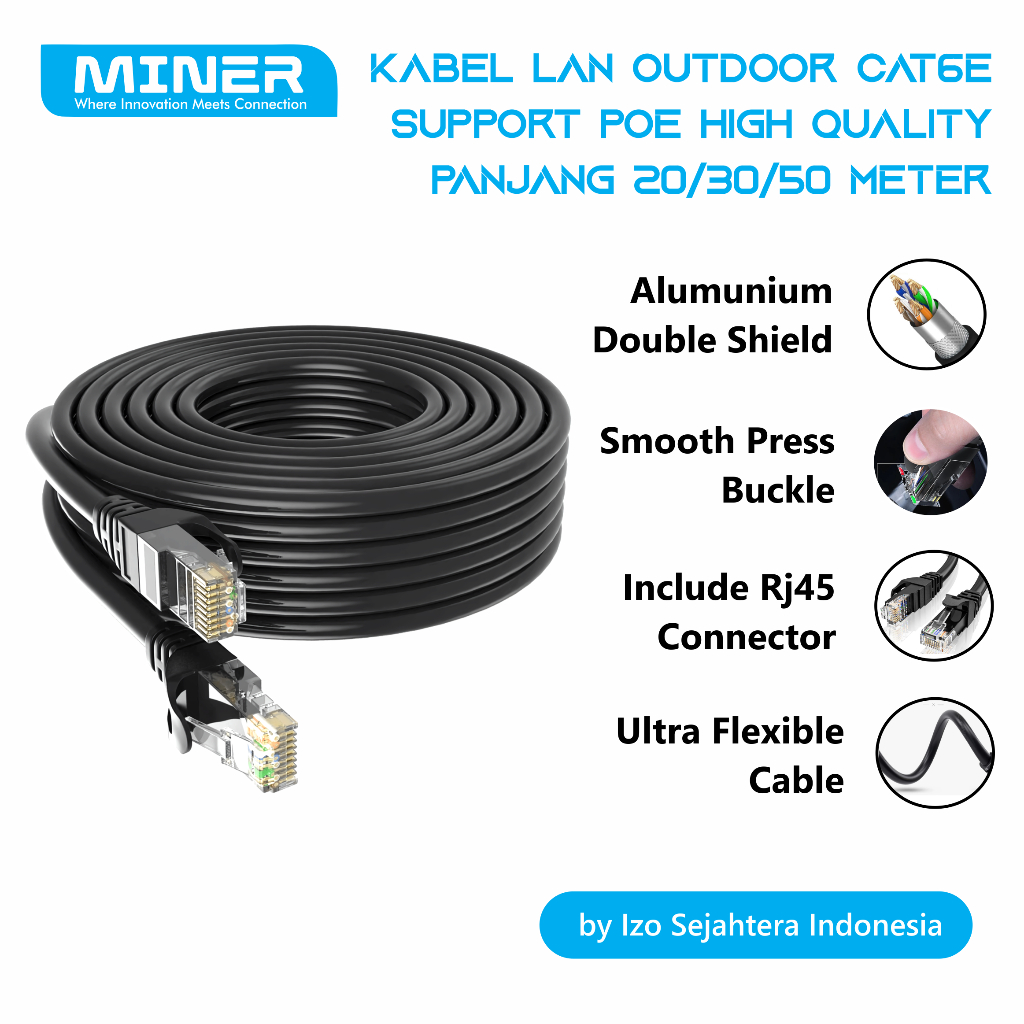 Jual Kabel LAN Outdoor CAT6E Support POE High Quality Panjang 20/30/50 ...