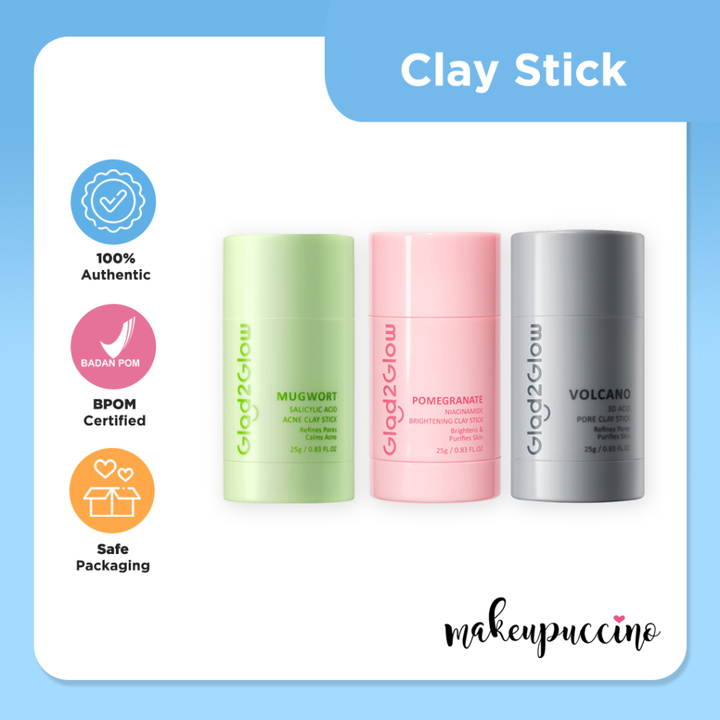 Jual Glad2Glow Mugwort Salicylic Acid Acne Clay Stick / Volcano 3D Acid Pore Clay Stick ...