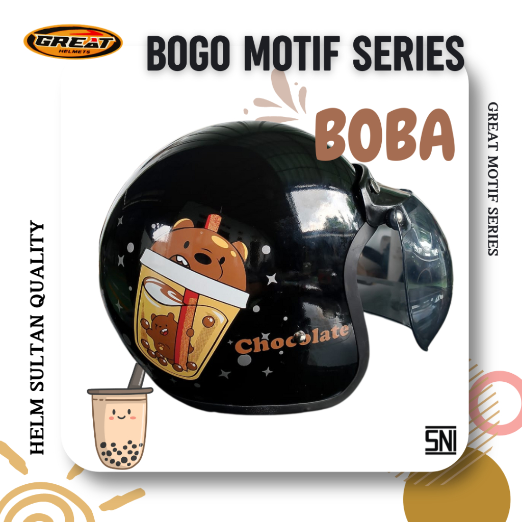 Jual HELM BOGO SULTAN GREAT MOTIF BOBA NEW SNI | Shopee Indonesia