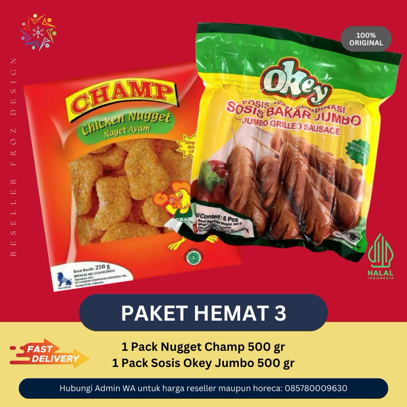 Jual BARU TERMURAH! PAKET HEMAT PRAKTIS 3 (Nugget Champ 500gr dan Sosis ...