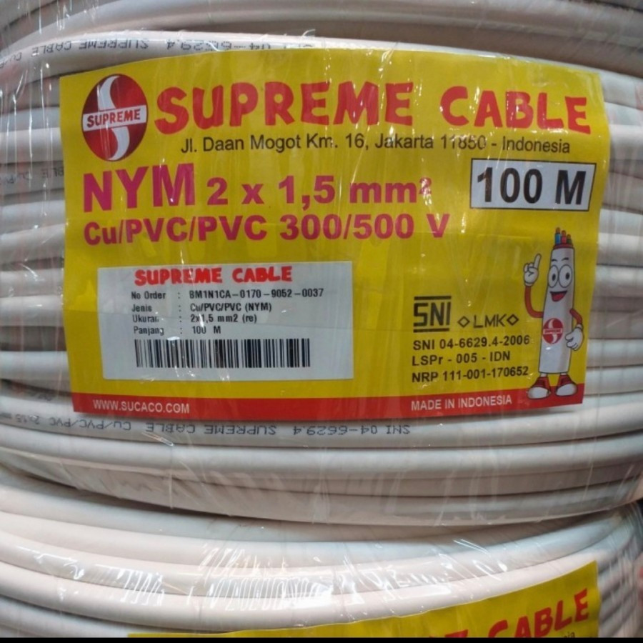 Jual KABEL KAWAT TUNGGAL NYM 2X1,5MM 2X1,5 MM 2X1.5 SUPREME 50M METER | Shopee Indonesia