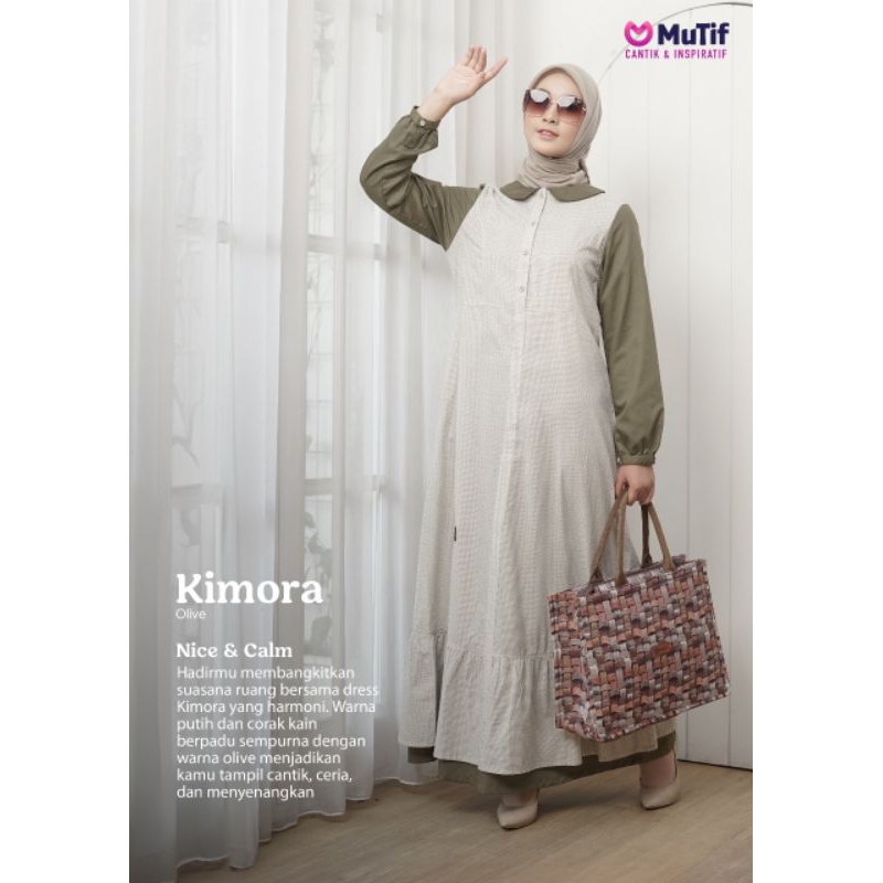 Jual gamis mutif terbaru kimora / mutif kimora olive / gamis mutif ...