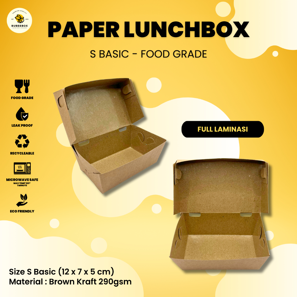 Jual [BISA INSTANT/SAMEDAY] Paper Lunch Box / Lunch Box Size S BASIC ...