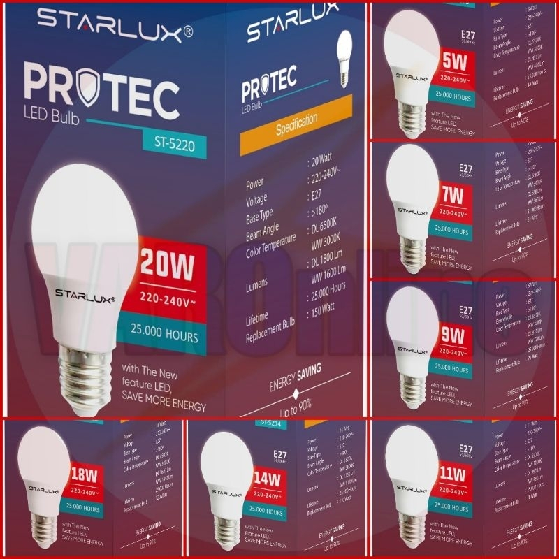 Jual Lampu Led Protec Starlux (5/7/9/11/14/18/20w) | Shopee Indonesia
