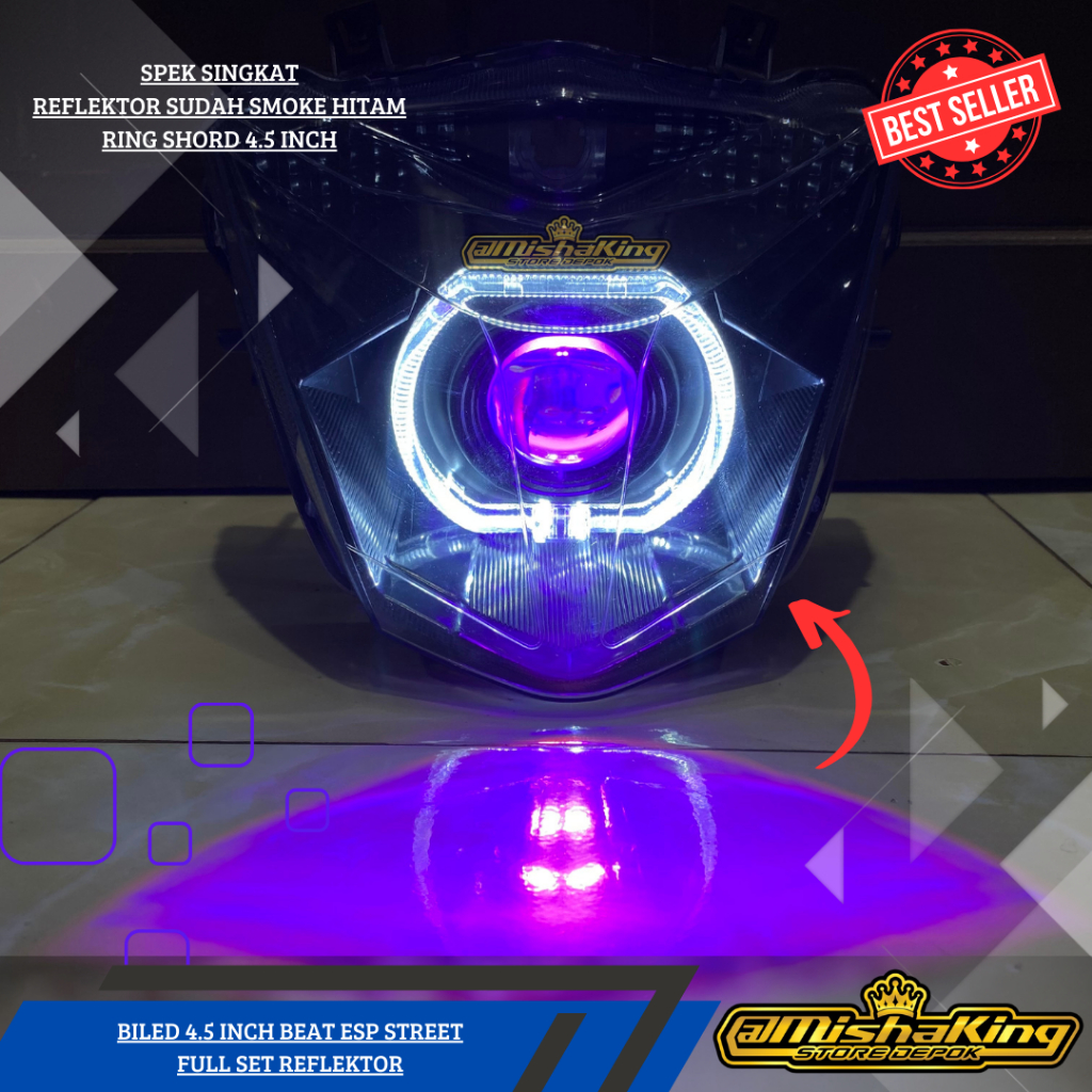 Jual lampu biled beat esp street 2016-2019 devil ungu ring putih ...