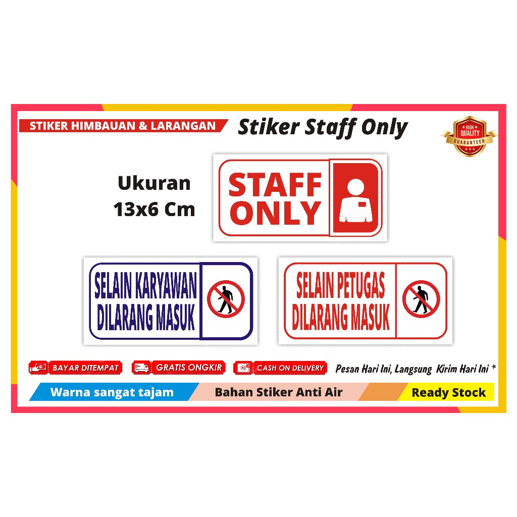Jual STIKER STAFF ONLY | Shopee Indonesia