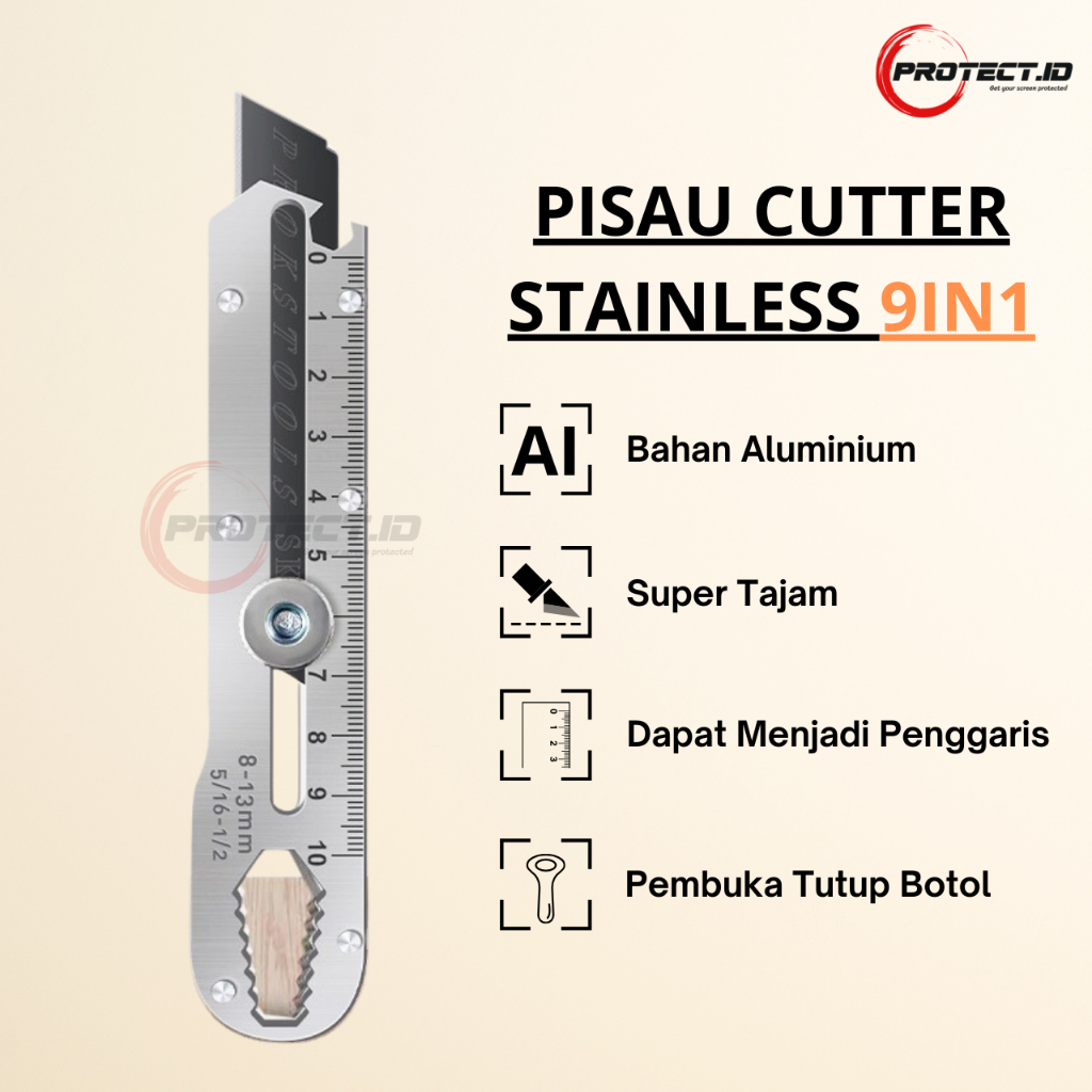 Jual Pisau cutter stainless 9IN1 multifungsi tahan karat kater besi super tajam serbaguna ...