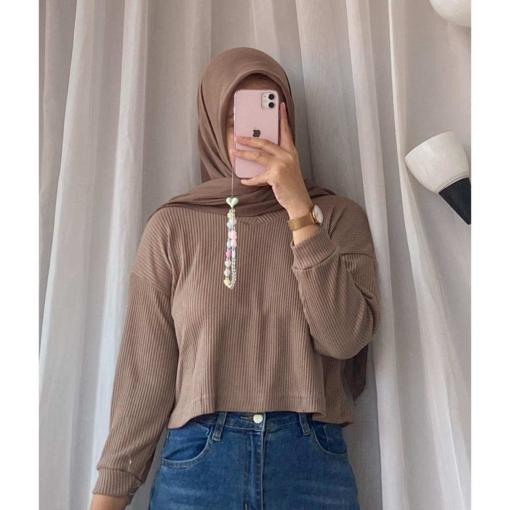 Jual Crop Top waffle Korean By Raysha | Atasan wanita Terbaru | Shopee Indonesia