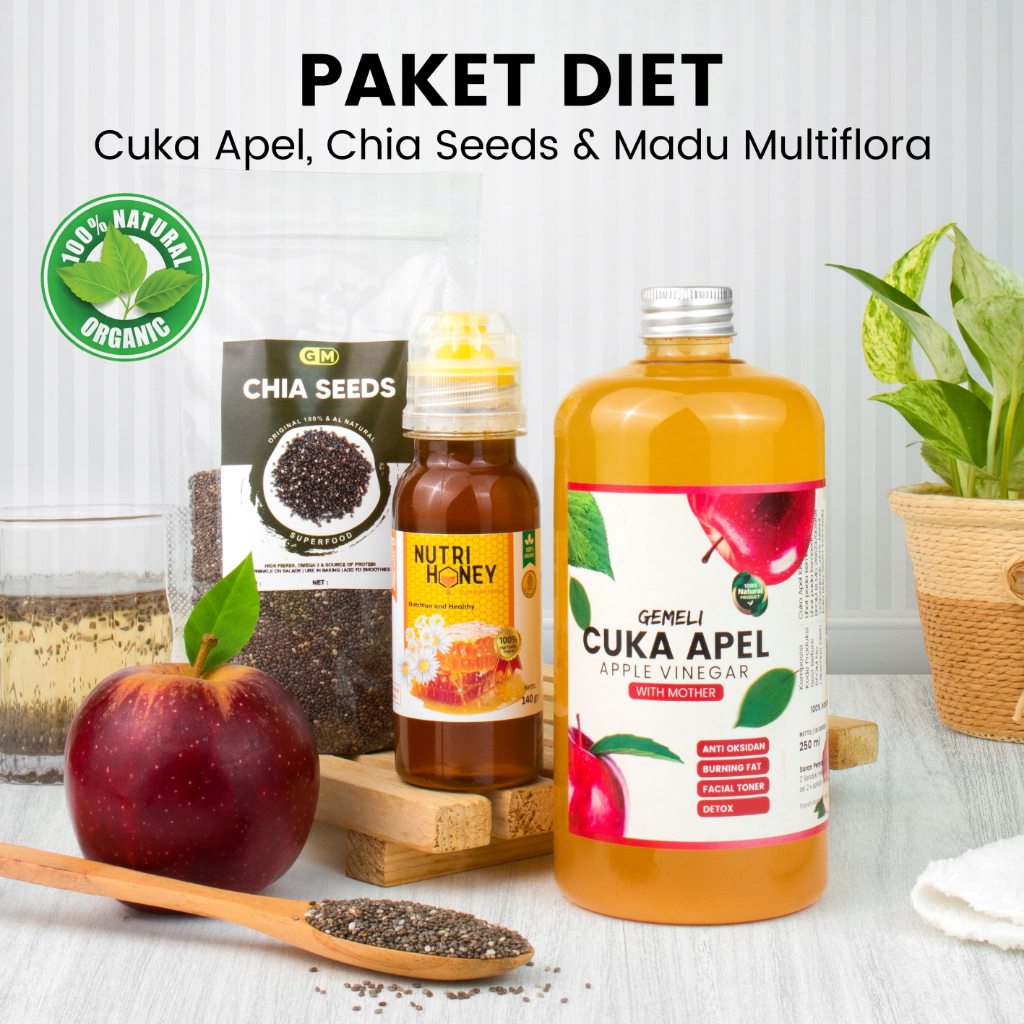 Jual Paket Diet Sehat - Cuka Apel Organik 500ml Madu Murni 140gr ...