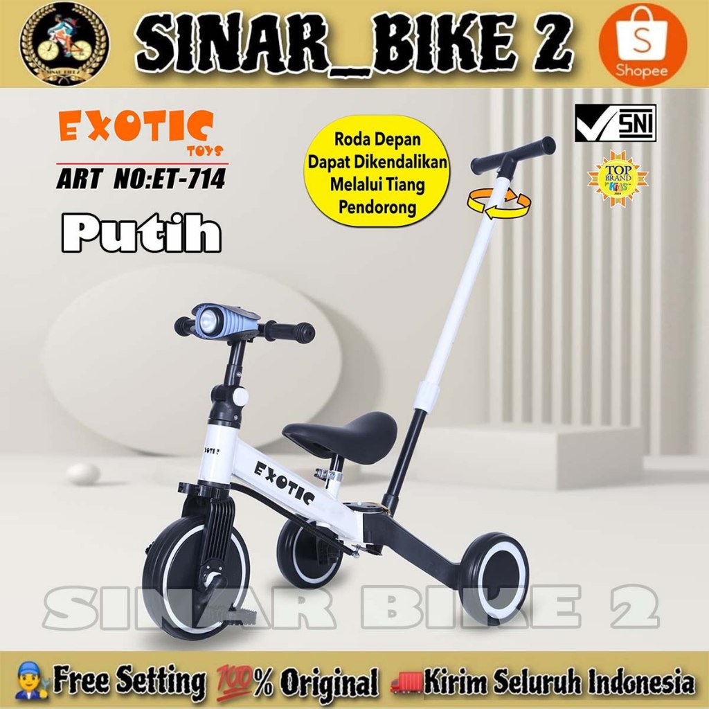 Jual Sepeda Roda Tiga 3 Push Balance Bike EXOTIC ET 714 Stir Tricycle ...