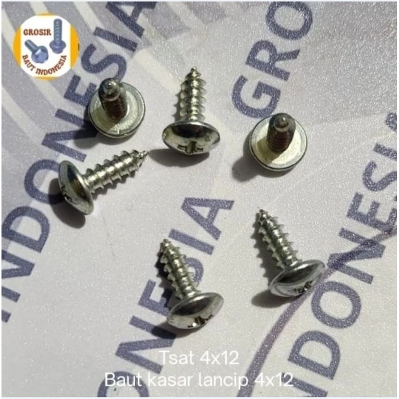 Jual Tsat 4x12/ Baut Kasar Lancip 4x12 (paket 100pcs) | Shopee Indonesia