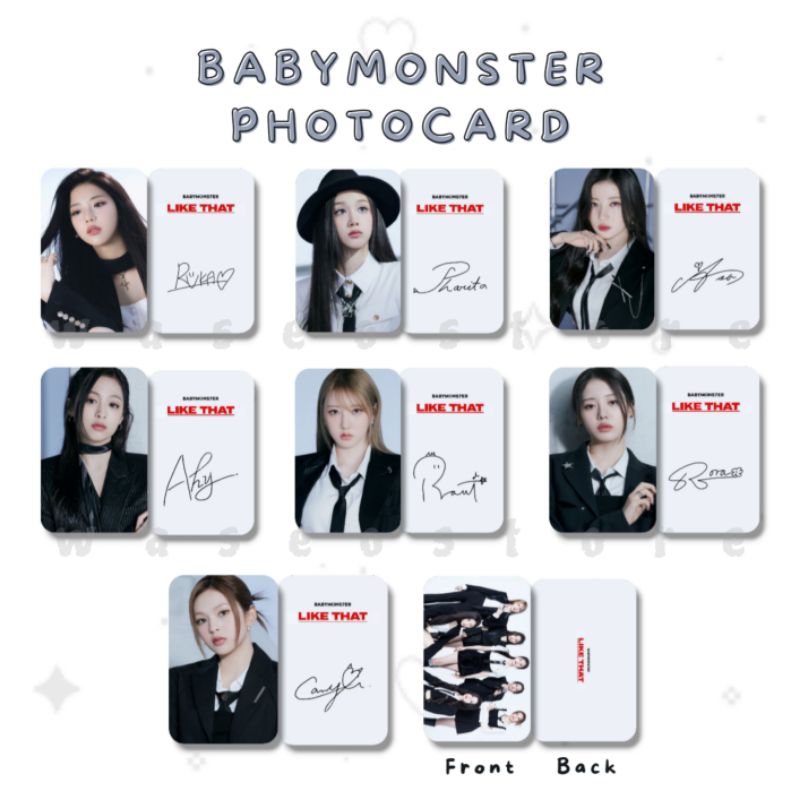 Jual PHOTOCARD BABYMONSTER LIKE THAT 2 SISI (1 SET) Photocard Kpop Babymonster tanda tangan ...