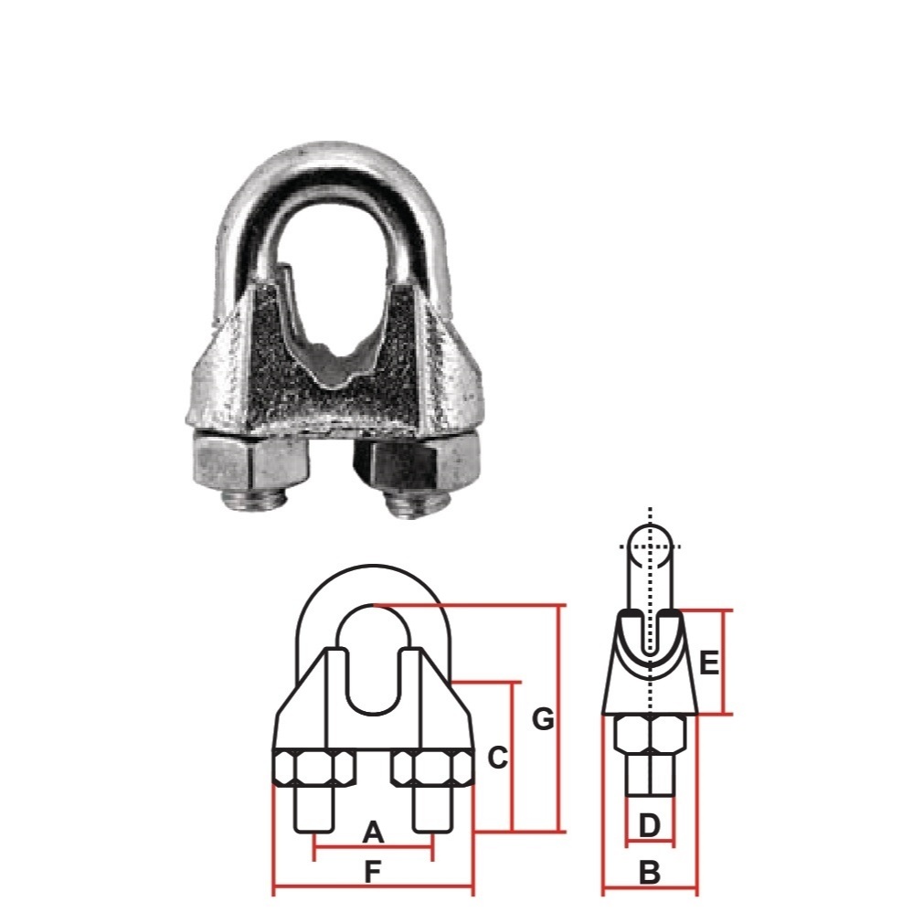 Jual klem seling 16mm - 50mm klem kuku macan wire rope clip wire ropes ...