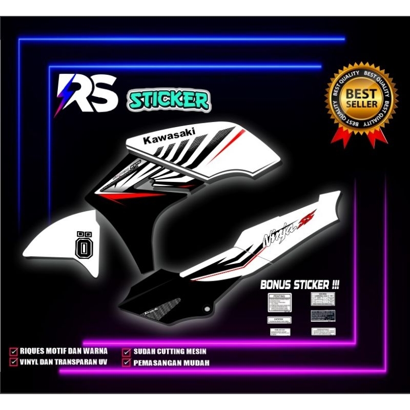 Jual sticker striping ninja ss zebra variasi body putih, transparan uv ...
