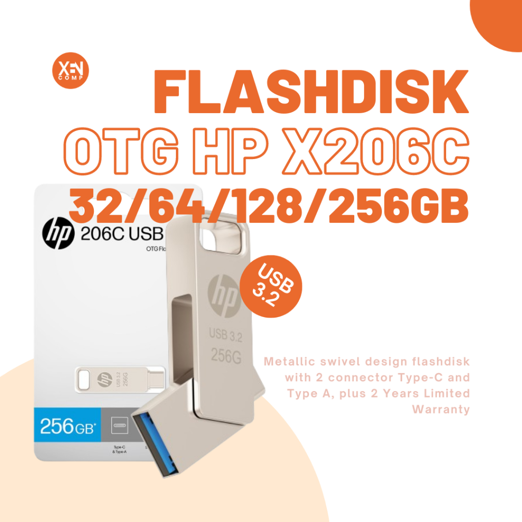 Jual Flashdisk HP x206c OTG Type C 32GB 64GB 128GB 256GB USB 3.2 ...