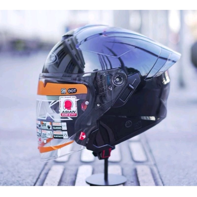 Jual INK TERRA 2 SOLID BLACK GLOSSY ORIGINAL | DOUBLE VISOR | HELM HALF ...
