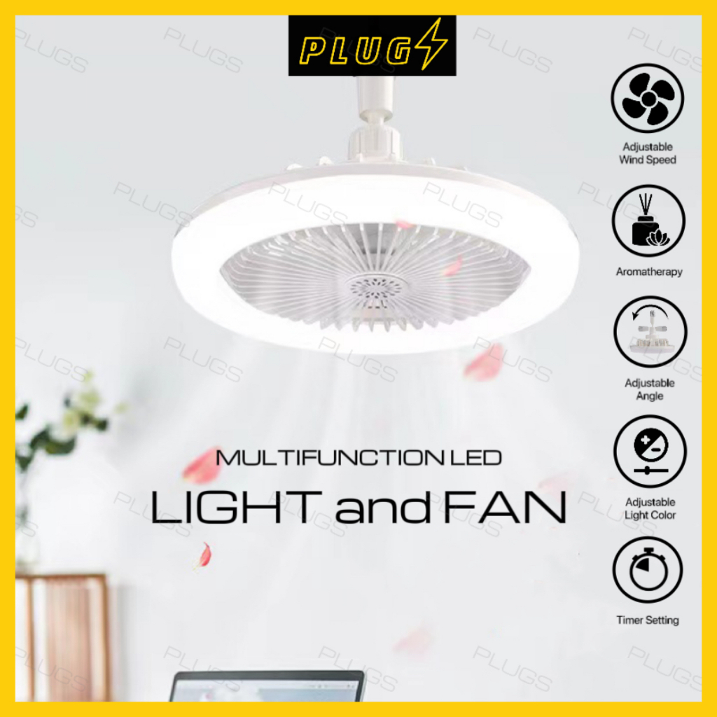 Jual [COD] PLUGS Lampu Kipas 2in1 LED Fan Lampu Plafon Aromatherapy Multifungsi E27 Lamp Tidur ...
